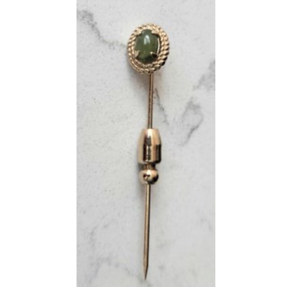 Jewelry | 14k Gold Jade Pin | Poshmark